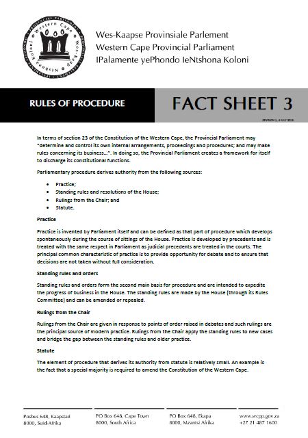Fact Sheet 3: Rules of procedure | wcpp